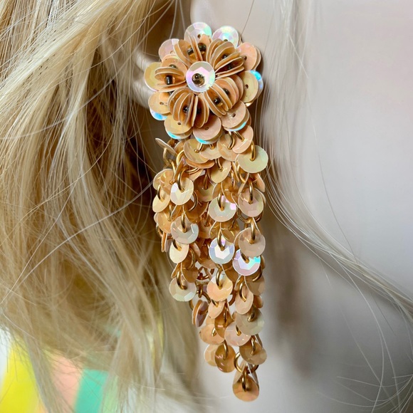 Jewelry | Vintage Peach Color Sequin Dangle Earrings | Poshmark